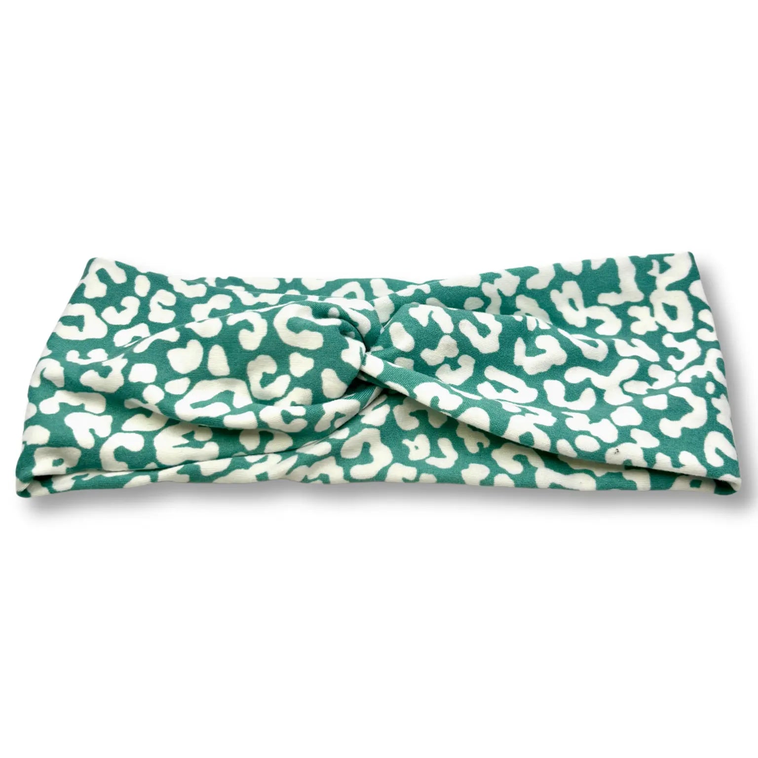 Teal Leopard Twist Knot Headband - Enchanted Scrunch