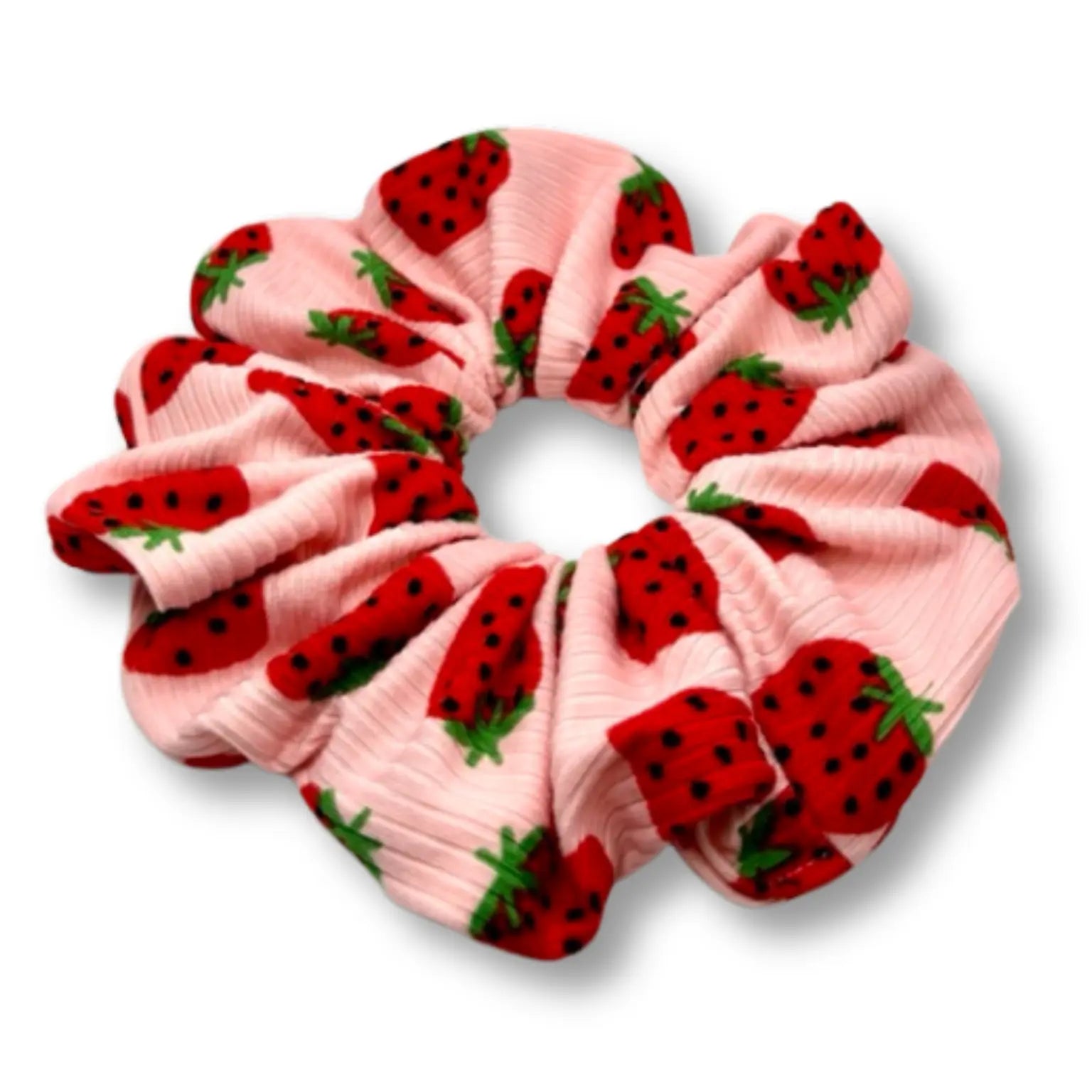 Strawberry Spring Ribbed Scrunchie - Enchanted Scrunch